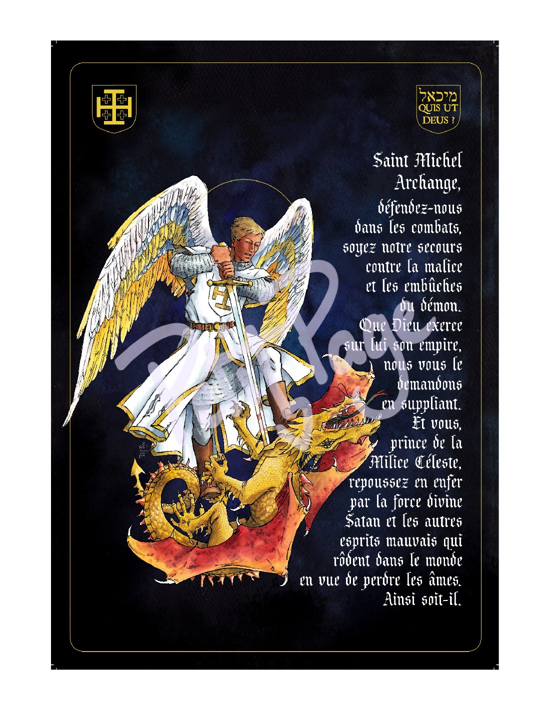 Poster A2 Prière à St Michel - fond sombre